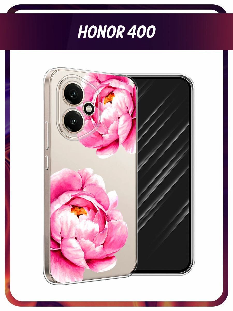 Чехол на Honor 400 / Хонор 400 с принтом "Open peonies", прозрачный