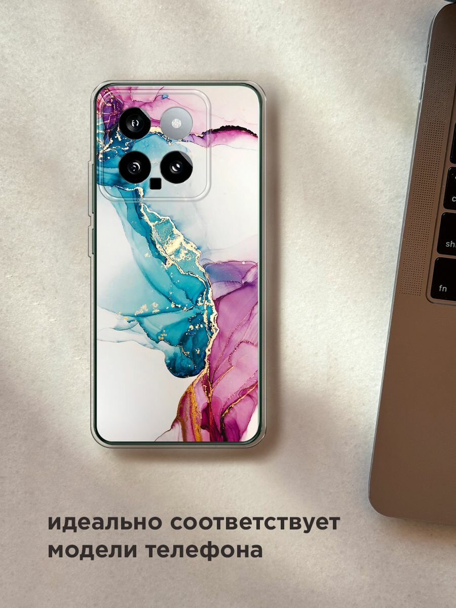 Чехол на Xiaomi 14 / Сяоми 14 с принтом "Розовые разводы рисунок" — фото 1