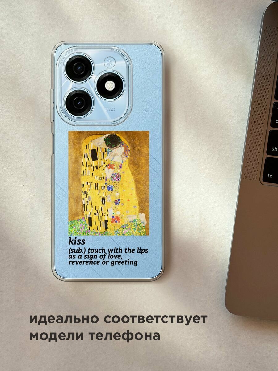 Чехол на Tecno Spark 20 / Текно Спарк 20 с принтом "The kiss", прозрачный — фото 1