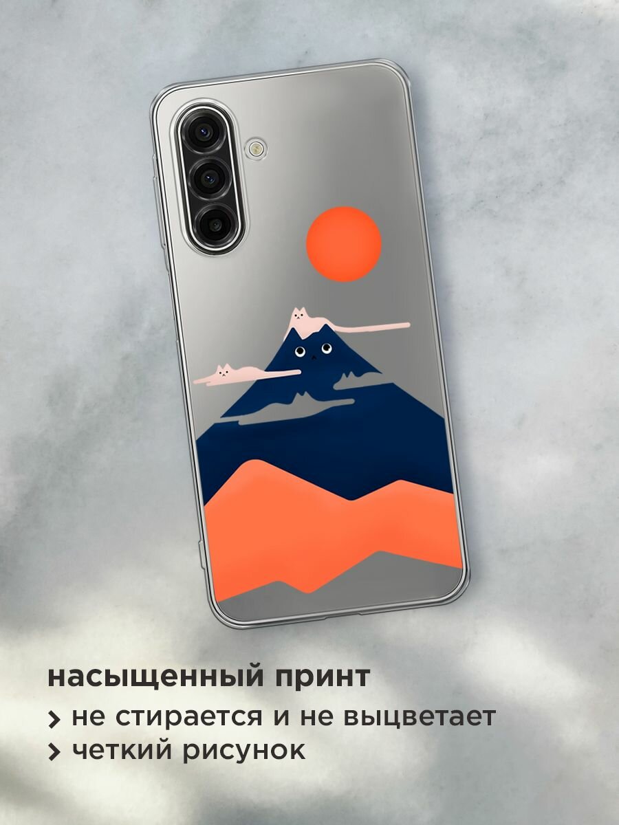Чехол на Samsung Galaxy A17 / Самсунг А17 с принтом "Кот-гора", прозрачный — фото 1