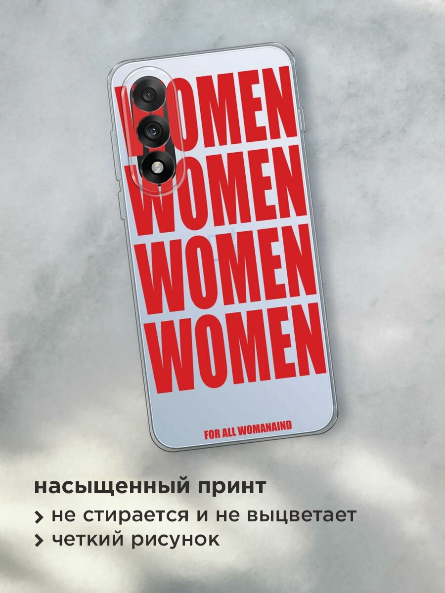 Чехол на OnePlus Nord 5 / Ван Плас Норд 5 с принтом "WOMEN", прозрачный — фото 1