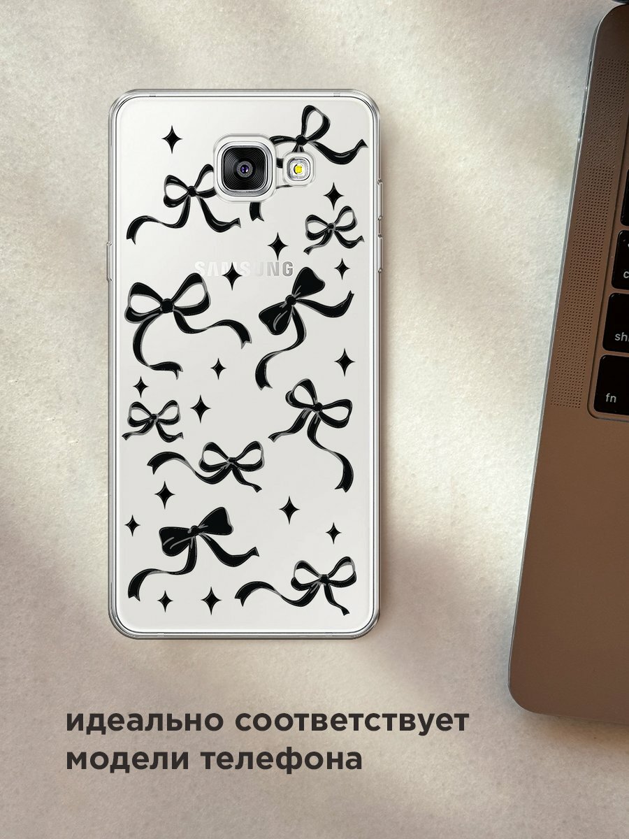 Чехол на Samsung Galaxy A5 2016 / Самсунг Галакси А5 2016 с принтом "Милые чёрные бантики 4" — фото 1