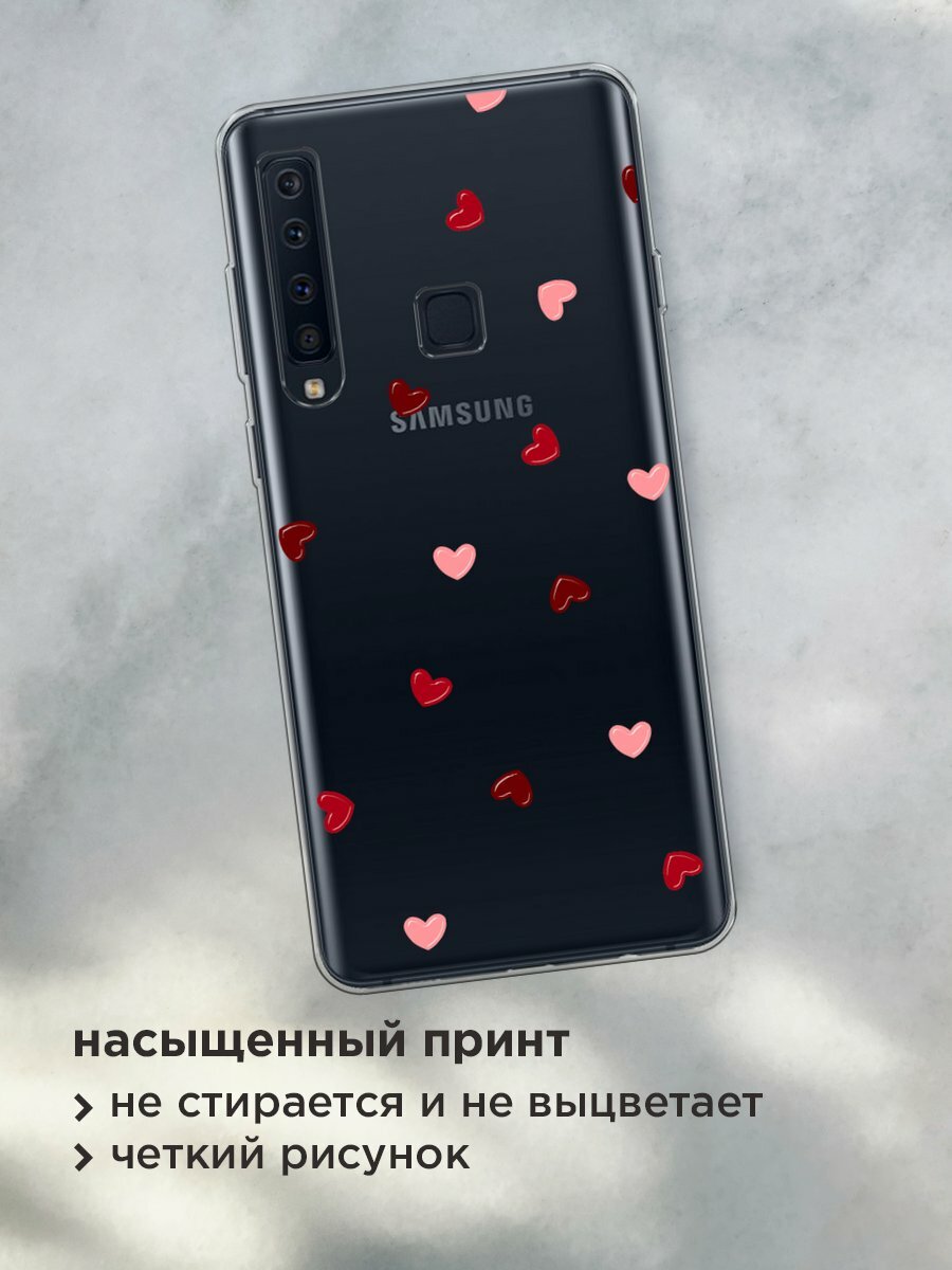 Чехол на Samsung Galaxy A9 2018 / Самсунг Галакси А9 2018 с принтом "Бордовые сердечки 2" — фото 1