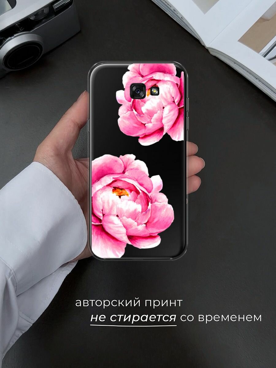 Чехол на Samsung Galaxy A7 2017 / Самсунг Галакси А7 2017 с принтом "Open peonies", прозрачный — фото 1
