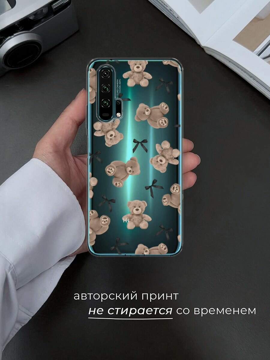 Чехол на Honor 20 Pro / Хонор 20 Про с принтом "Плюшовые мишки 2", прозрачный — фото 1