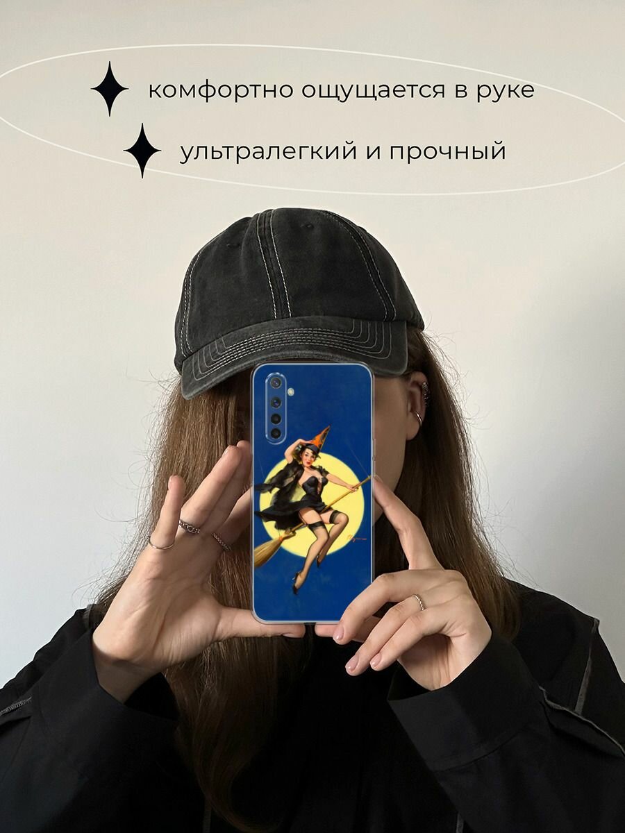 Силиконовый чехол на Realme 6 / Реалми 6 с принтом "Pin-Up Witch" — фото 1