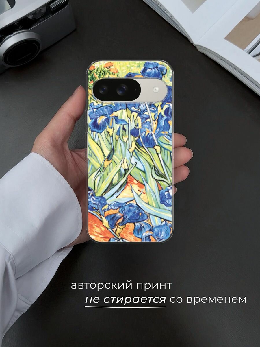Чехол на Google Pixel 9 / Гугл Пиксель 9 с принтом "Ирисы Ван Гог" — фото 1