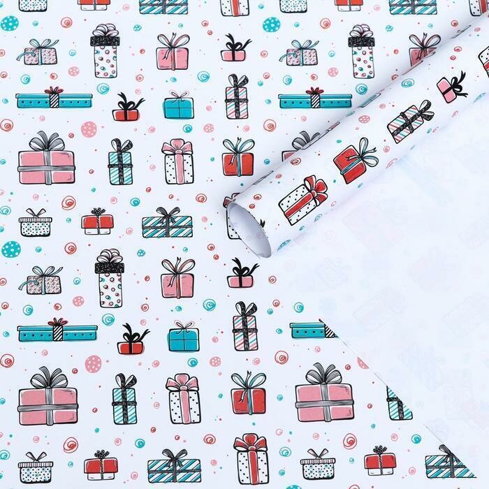 !09 Бумага глянцевая 2 листа "Подарок", 50 х 70 см.