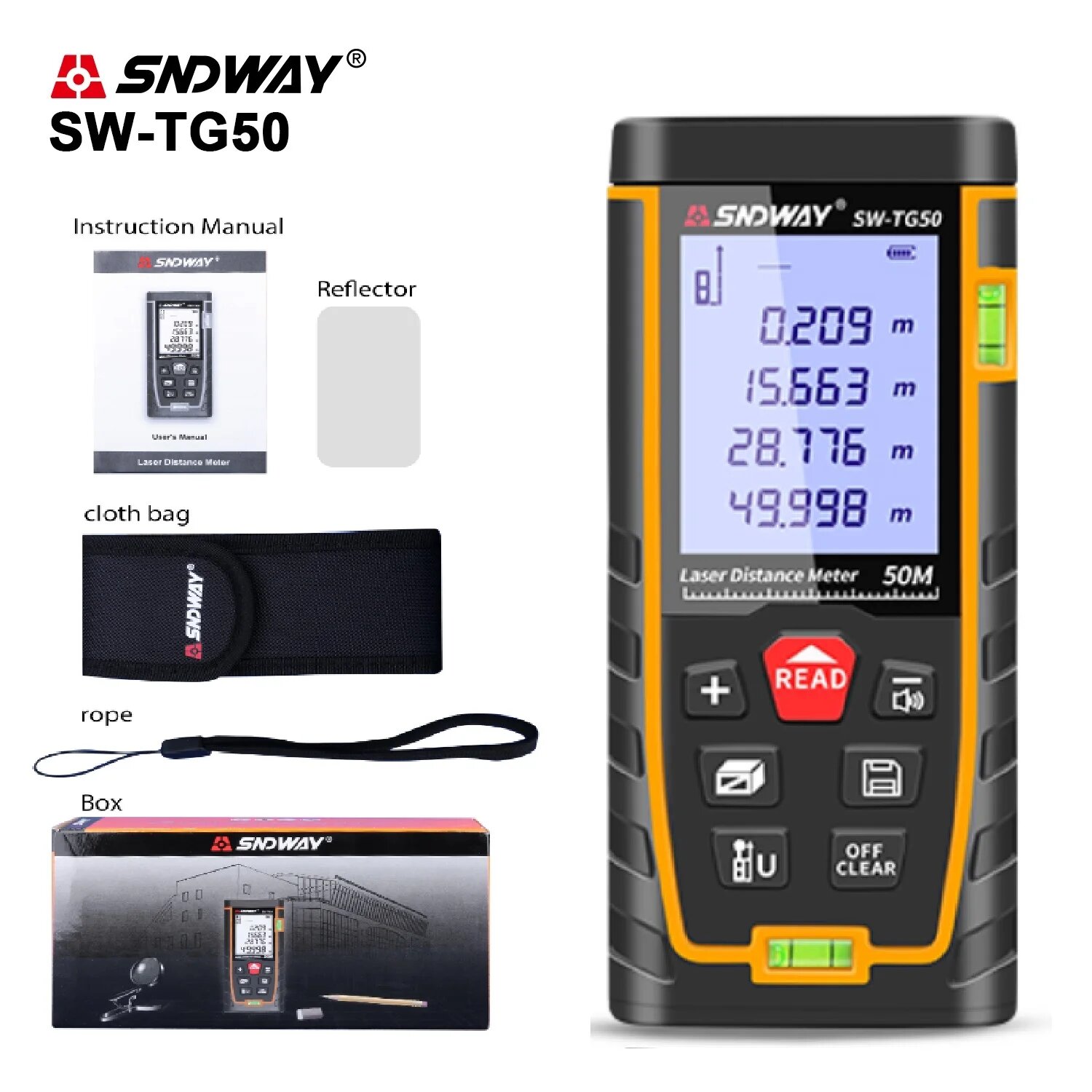 SNDWAY Лазерный дальномер 40/50/70/100 м SW-TG50