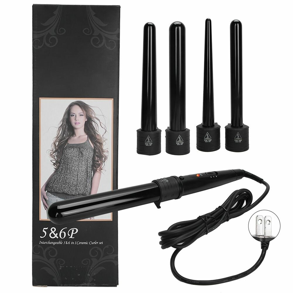 Набор щипцов для завивки волос 5-в-1 со светодиодным дисплеем, регулируемой температурой, многофункциональная плойка с американской вилкой 110 240 В