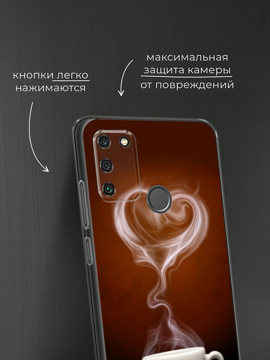 Силиконовый чехол на Honor 9A / Хонор 9А с принтом "Кофейная любовь" — фото 1