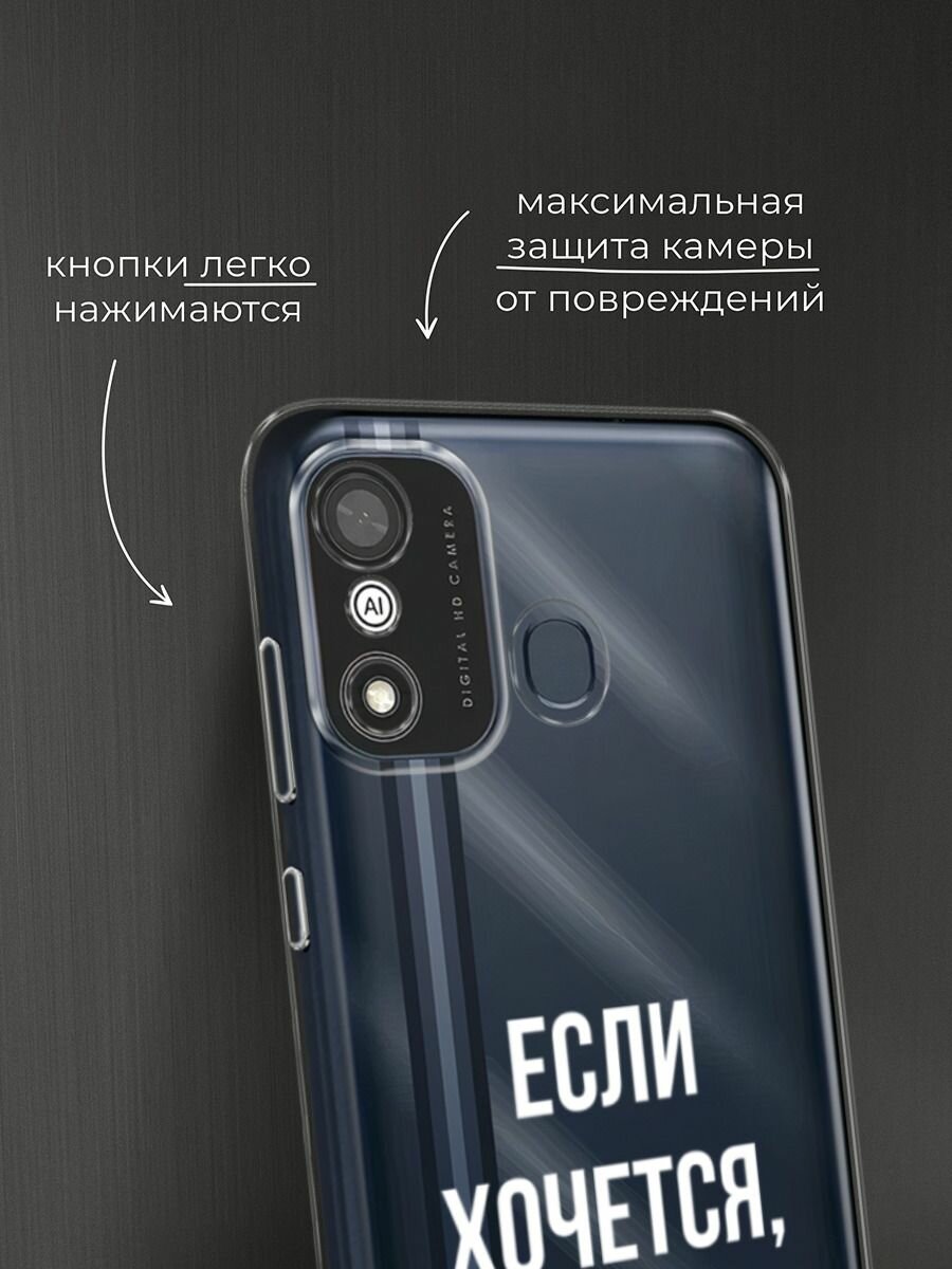 Чехол на Itel A27 / Ител А27 с принтом "Если хочется", прозрачный — фото 1