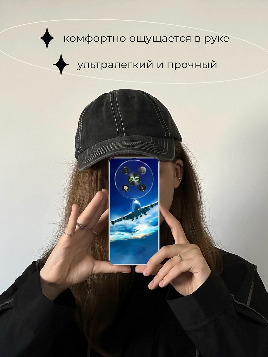 Силиконовый чехол на Itel RS4 / Ител РС4 с принтом "Самолет в небе" — фото 1