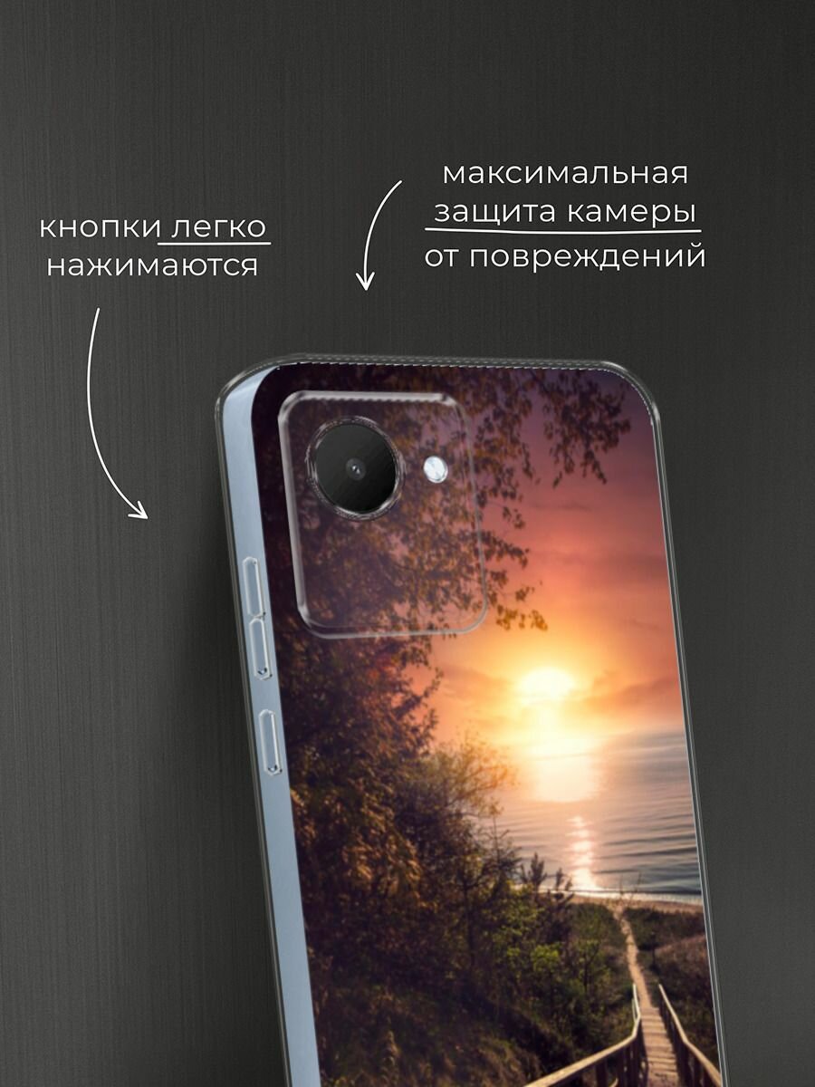 Силиконовый чехол на Realme C30 / Реалми C30 с принтом "Мост у воды" — фото 1