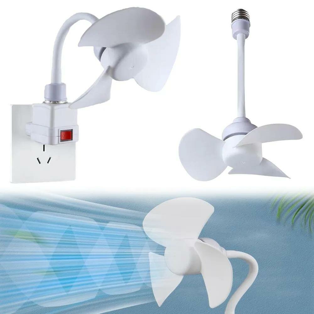 Milochic BreezeLight Ceiling Fan Lamp, Round, Ceiling Mounting, Shade Color White, 240g, LED Light Type, Cool White Light Color, ABS plastic Metal Shade Material, Mechanical Switch Type, 250x160x160 mm, 6-inch, without Timing Function, E27 Screw
