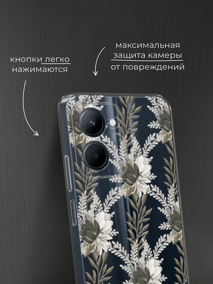 Чехол на Realme C33 / Реалми С33 с принтом "Переплетение цветов" — фото 1