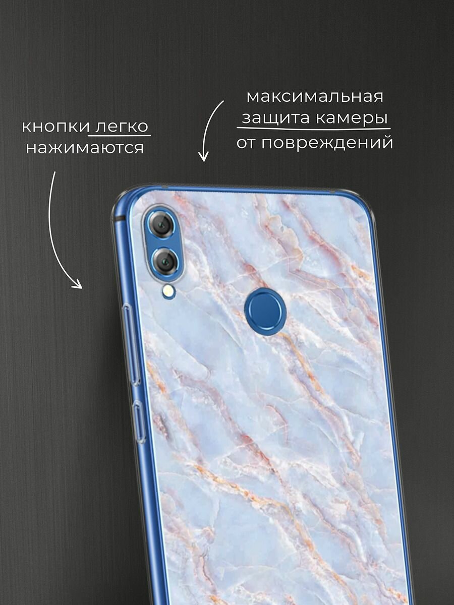 Силиконовый чехол на Honor 8X / Хонор 8Х с принтом "Сиреневый мрамор" — фото 1
