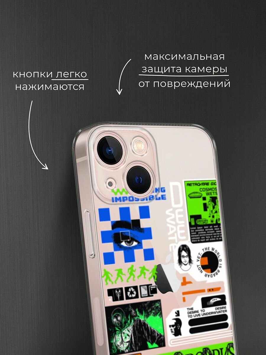 Чехол на Apple iPhone 13 mini / Айфон 13 мини с принтом "Nothing impossible", прозрачный — фото 1