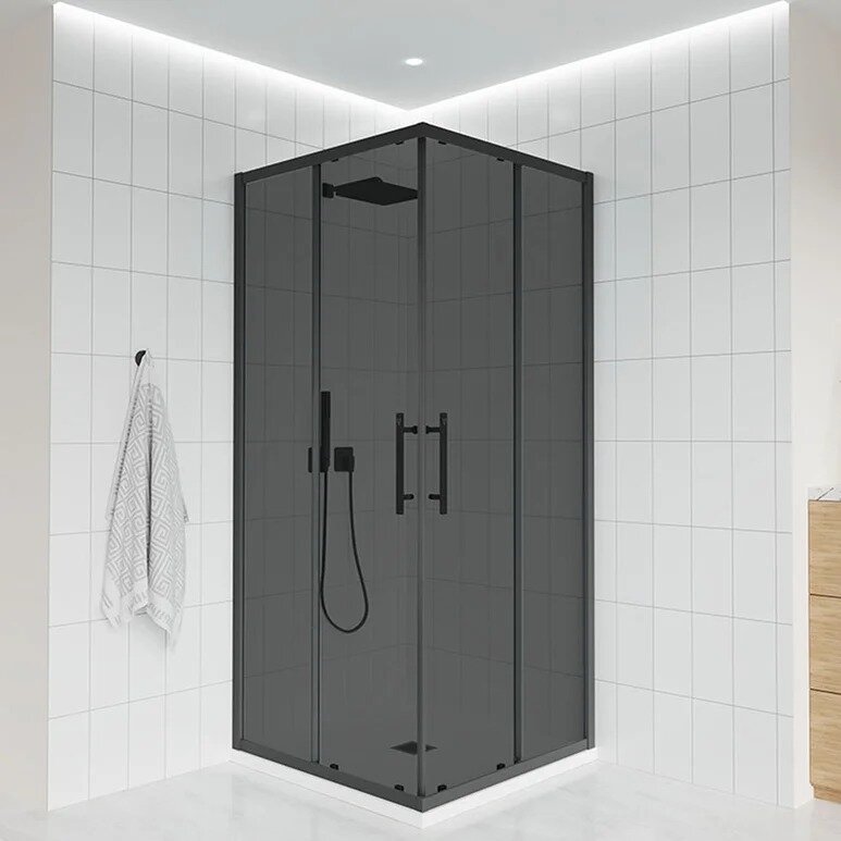 Душевой уголок Veconi Evo 300 GR 110х90 см, профиль брашированный графит, стекло тонированное матовое E3-GR-11090-12-C9