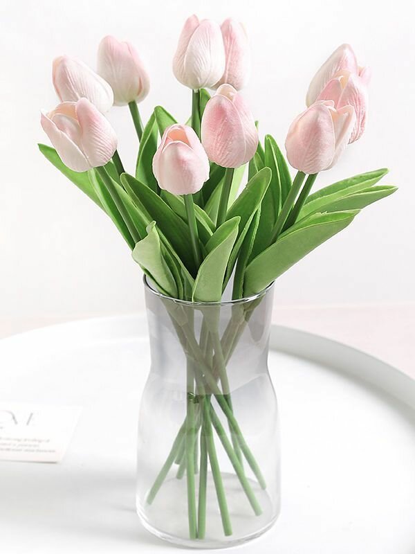 Натуральные тюльпаны 29 см для украшения интерьера, букет из 10 штук для дома и подарка