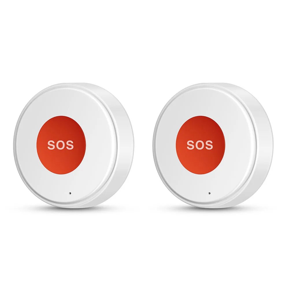 Tuya WiFi SOS Кнопка тревожного вызова Smart Life APP Перезаряжаемая батарея Одна клавиша сигнализации для пациентов Детей пожилых людей Подвесная веревка, 2PCS