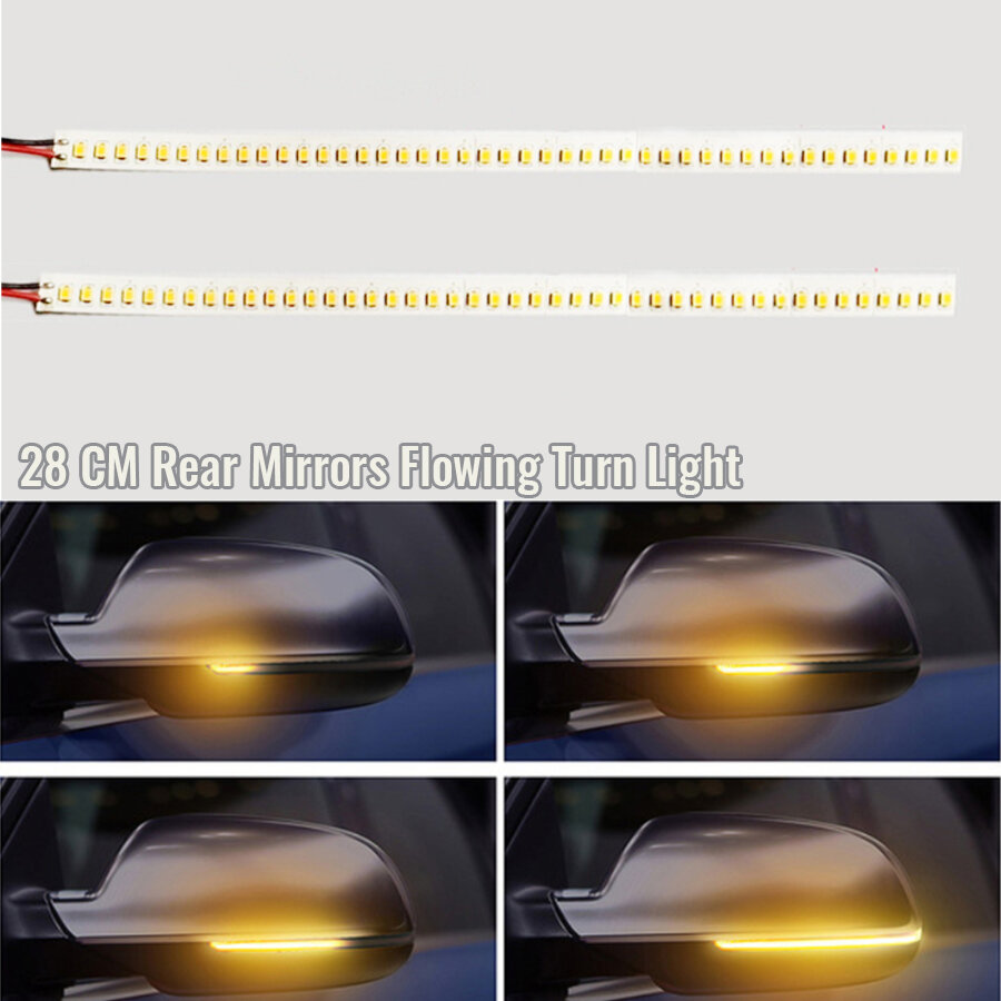 Пара 44 светодиодных 28 см встроенных декодеров без ошибок задние зеркала гибкая мягкая текущая поворотная полоса светод