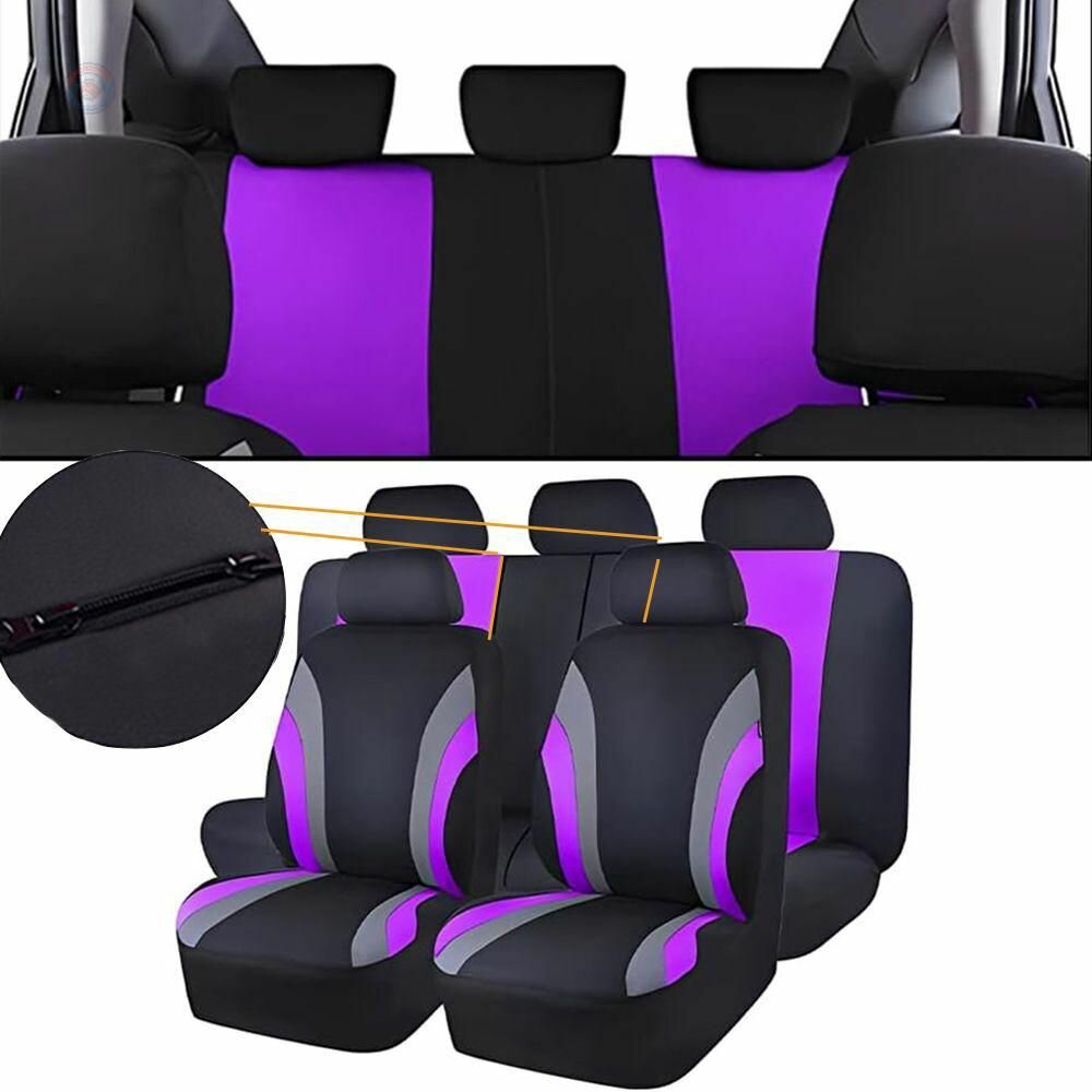 Универсальный чехол на автомобильное сиденье из полиэстера с дышащей тканью, защитой от грязи и 3 молниями для заднего ряда