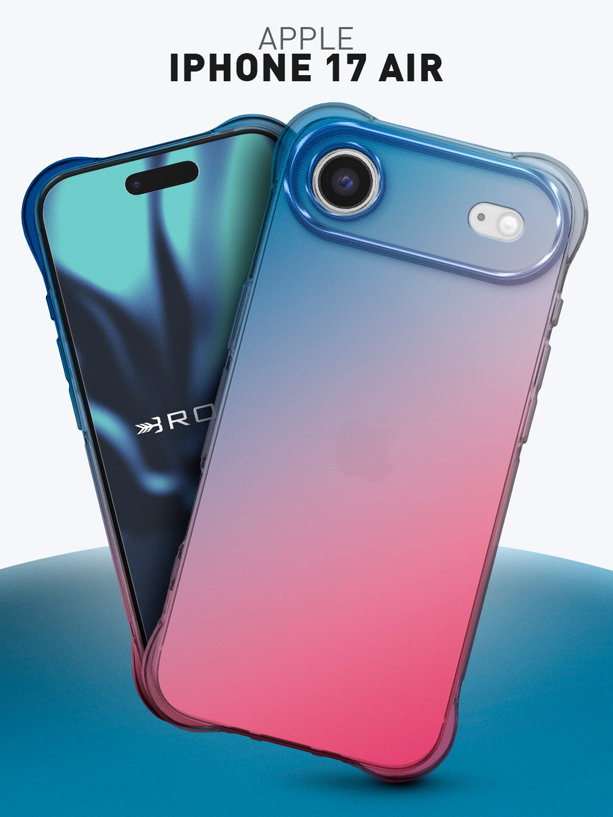 Противоударный силиконовый чехол Rosco на Apple iPhone 17 Air (Айфон 17 Аир), прозрачный сине-розовый