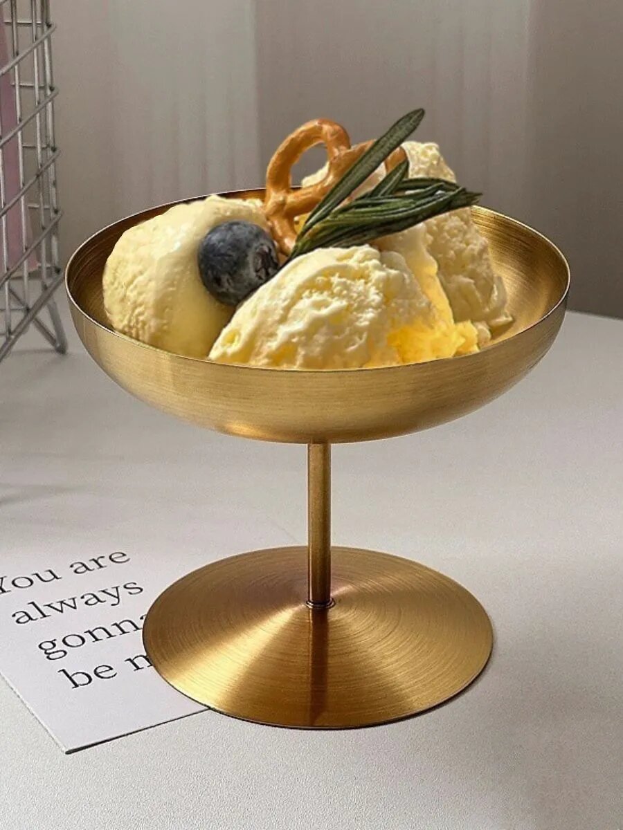 Креманка "Золотая", нержавеющая сталь, винтаж, диаметр 12см, 250мл, цвет золотистый