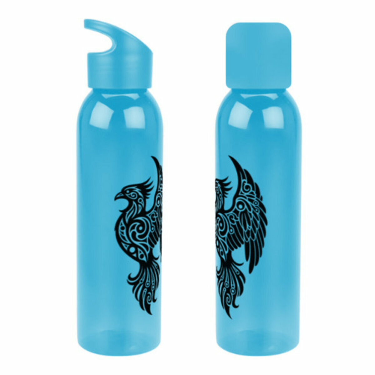 Бутылка для воды «Декоративная татуировка с птицей Феникс» (голубой)