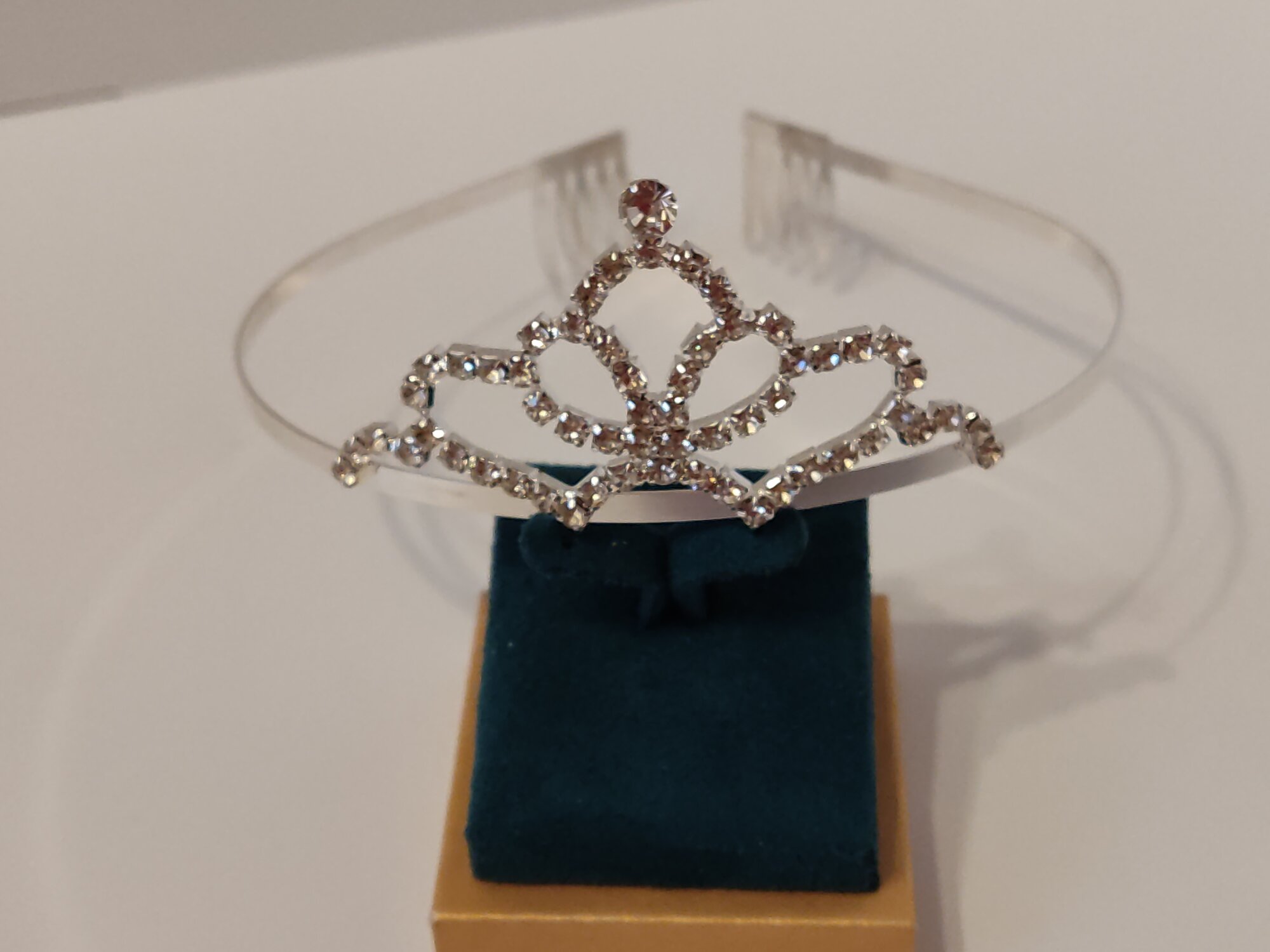 Ободок-диадема для волос с короной металл, стразы, серебристый