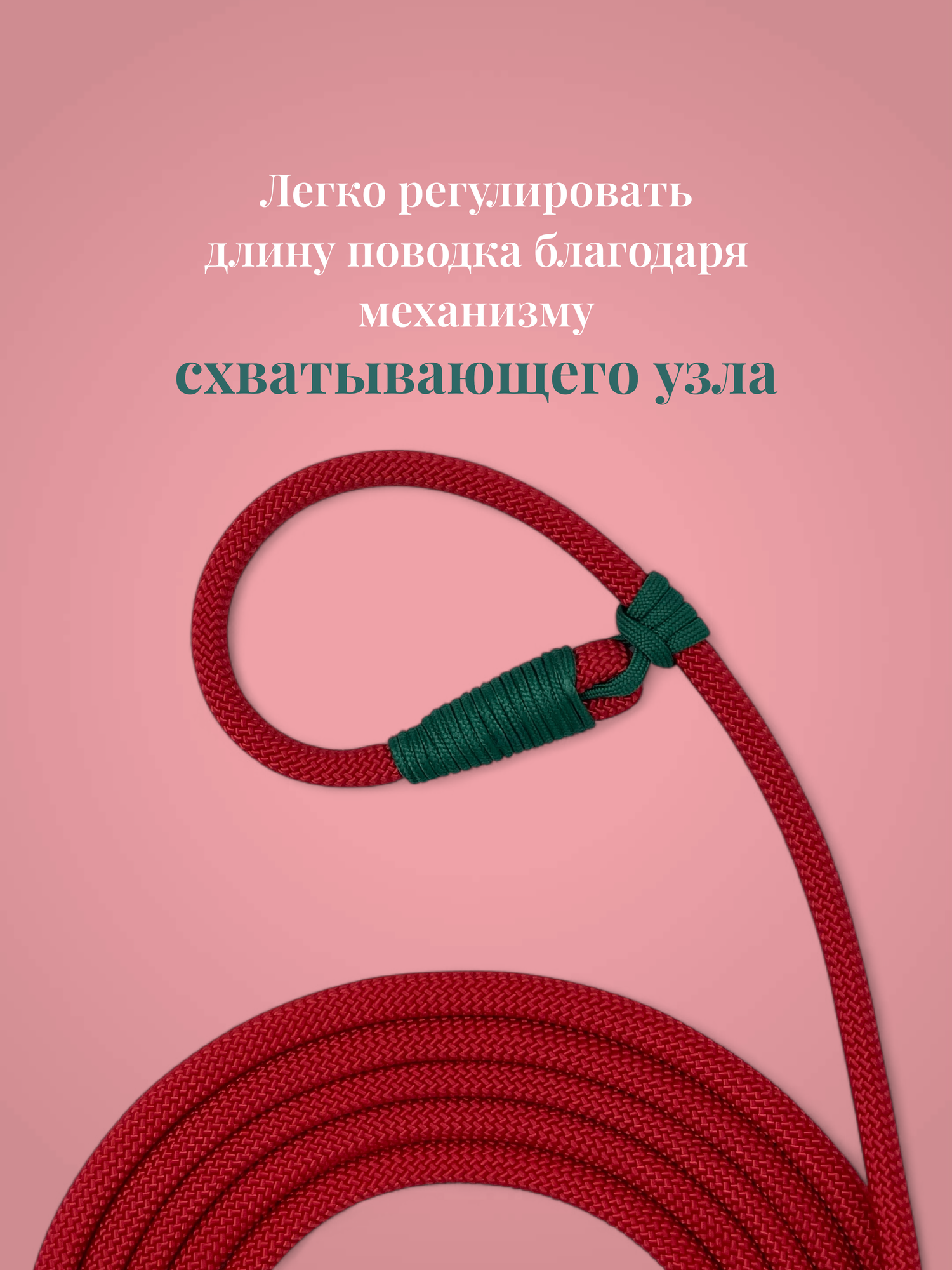 Поводок для собак/ поводок-перетяжка "TheDog", для собак средних и маленьких пород, длина 3 м, красный/зеленый. — фото 1