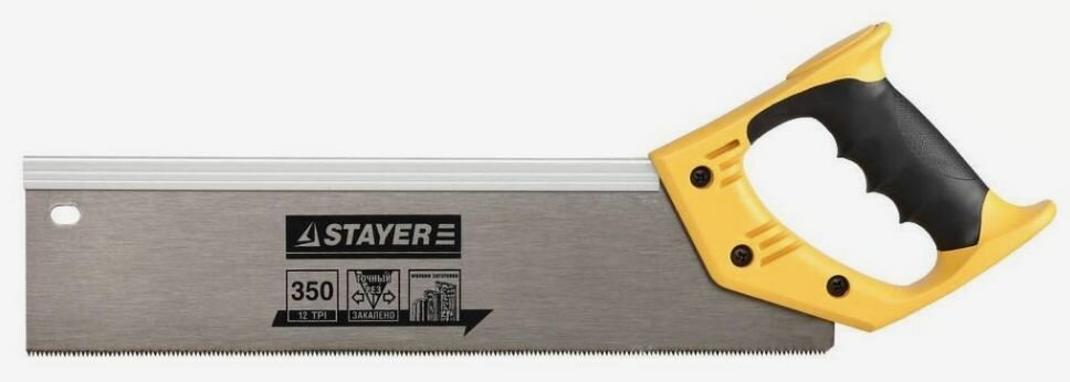 Ножовка STAYER COBRA для стусла с усиленным обушком 350мм, 12TPI, прямой зуб для точного реза