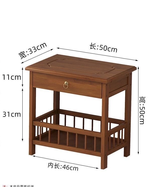 Китайский винтажный журнальный столик, материал — наньчжу (южный бамбук), с ящиком, коричневый, 50*50 см