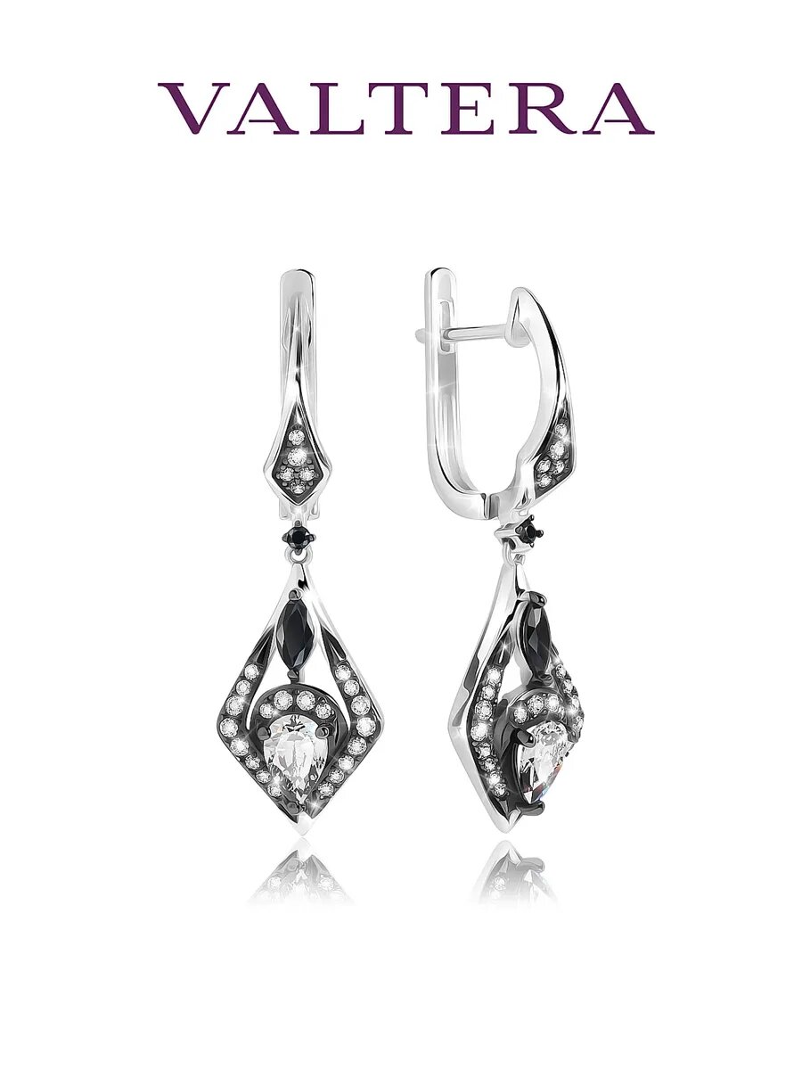 Серьги, серебро, 925 проба, фианит