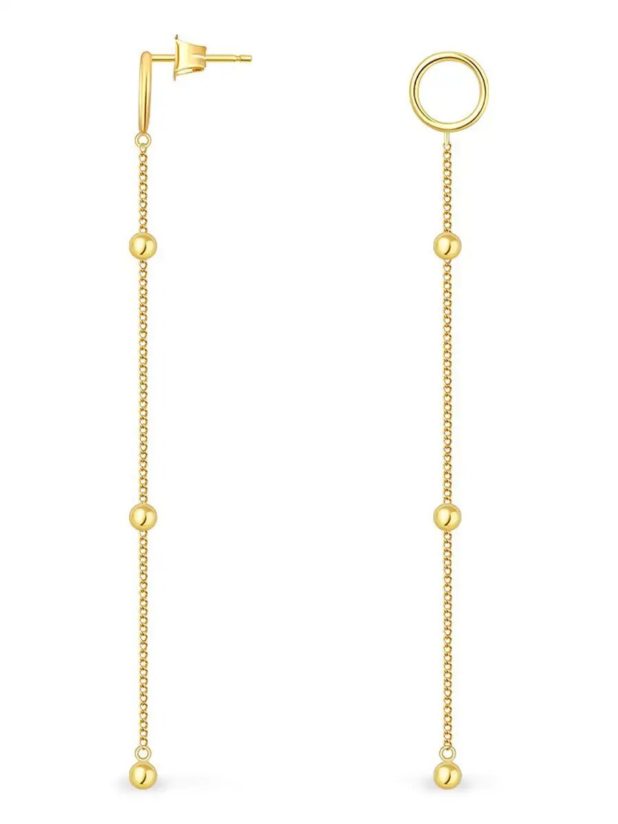 Серьги цепочки, серебро, 925 проба, золочение