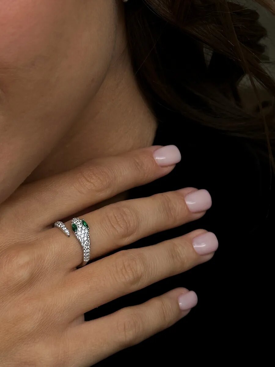 Кольцо разъемное, серебро, 925 проба, родирование, фианит