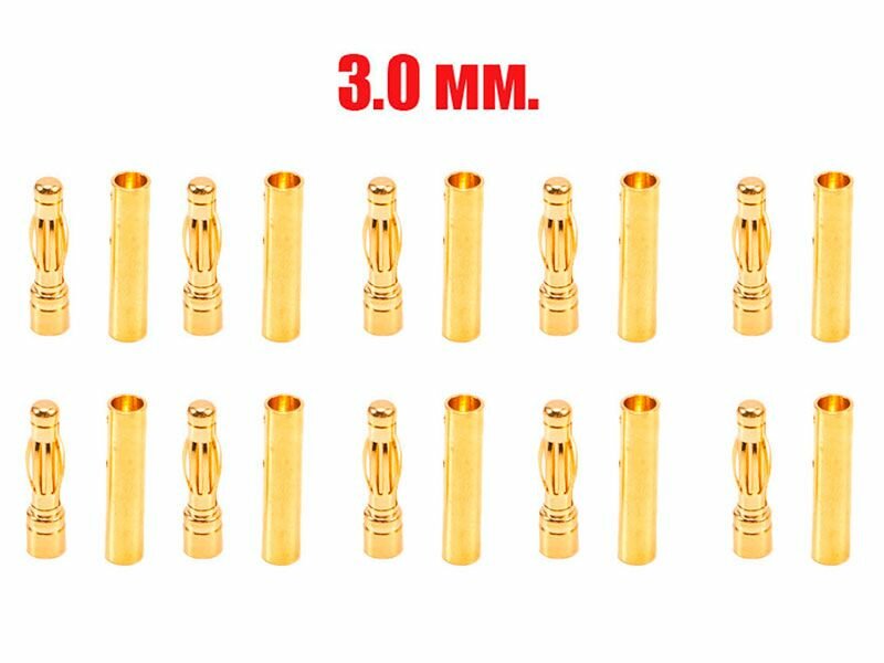 Разъемы силовые Amass GC3010-M и GC3010-F (10 пар, 10 пап + 10 мам) "бананы" 3.0 мм. 20A/40А 500В