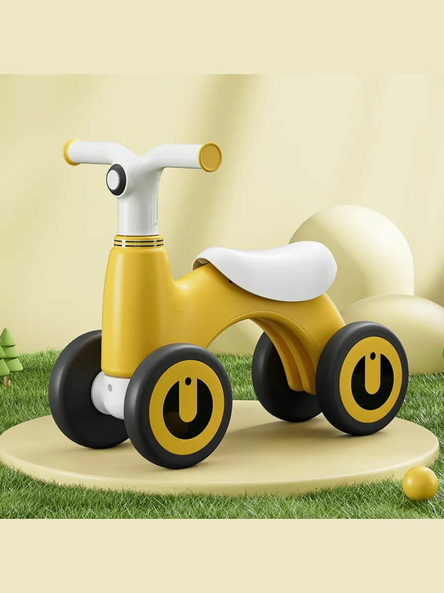 Четырехколесный беговел, велогон, для дома, для мальчика, для девочки, с подсветкой, прорезиненные, бесшумные колеса.