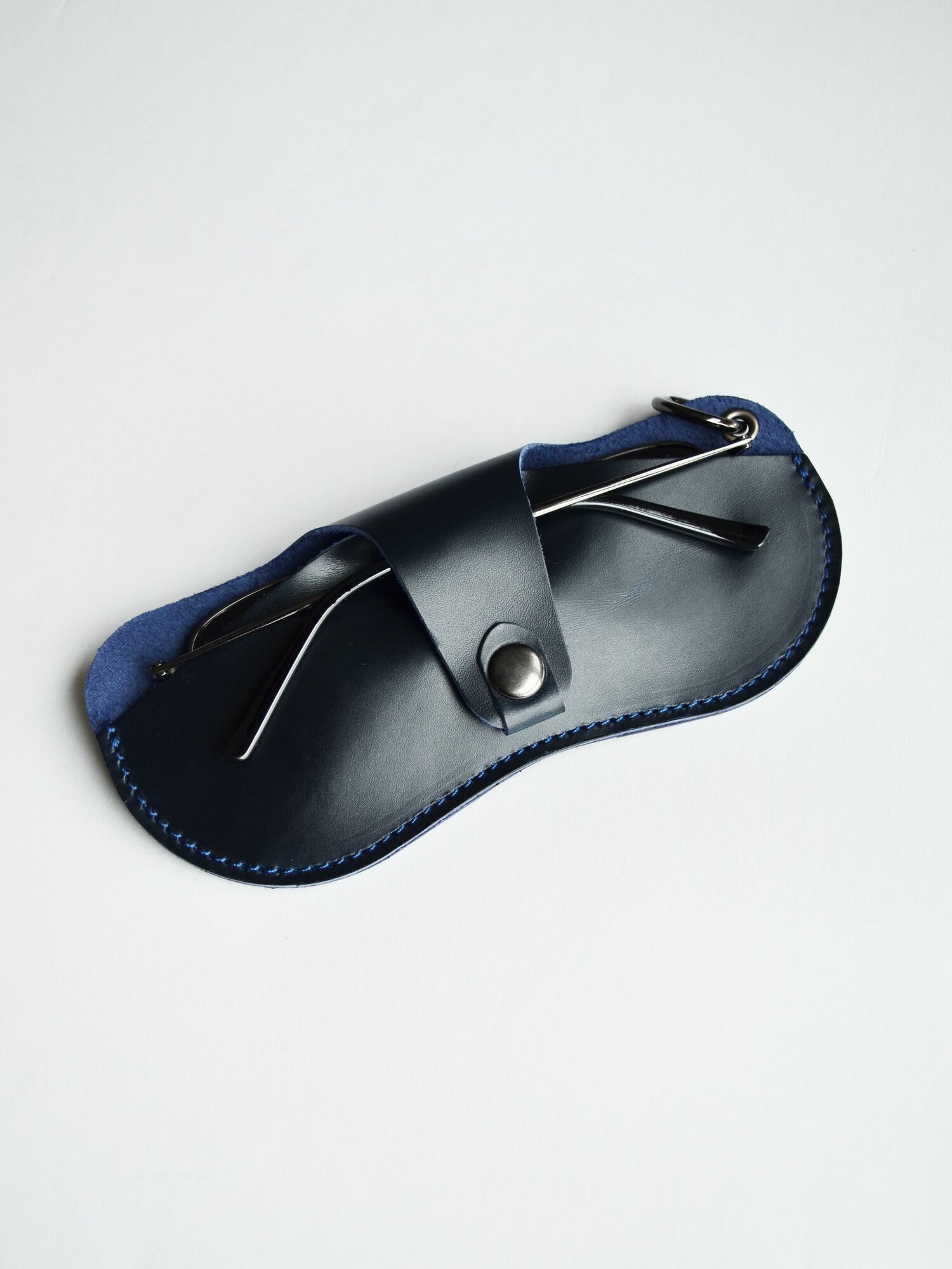 Футляр для очков женский натуральная кожа синий