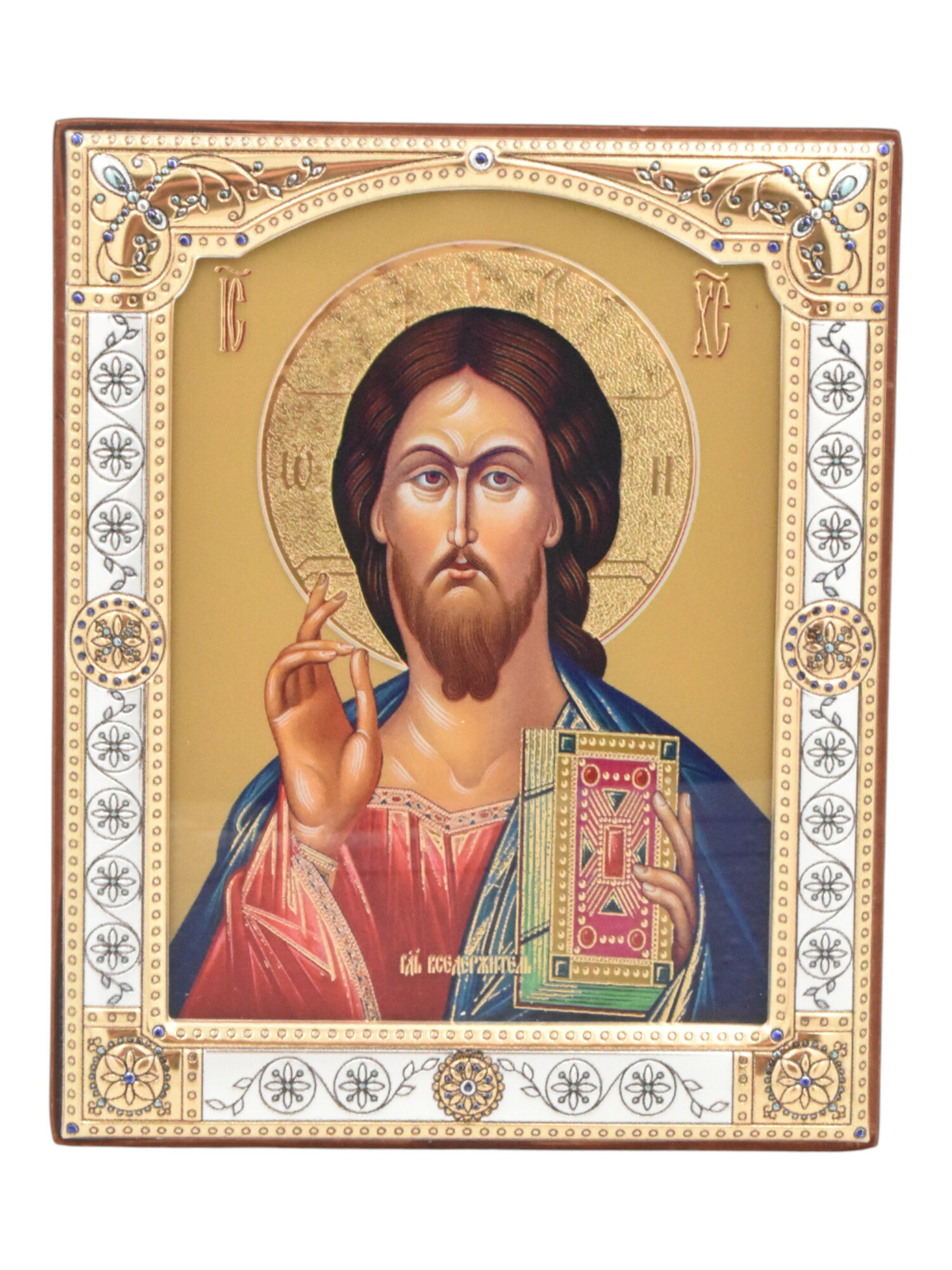 Икона Святая Троица, на стекле, серебряный оклад, 11,6х14,3см, SA7010/3OSAT