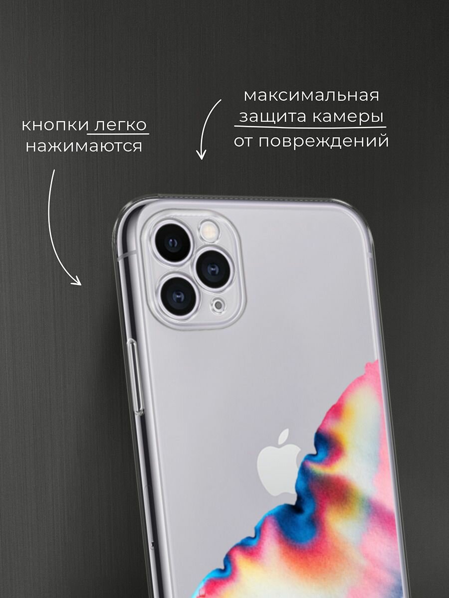 Чехол на Apple iPhone 11 Pro / Айфон 11 Про с принтом Розовая акварель, прозрачный — фото 1