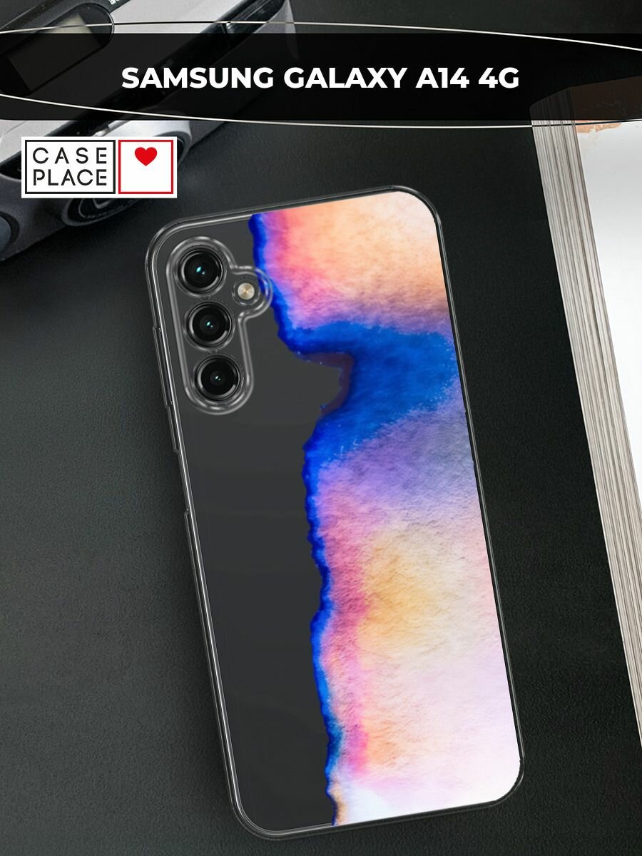Чехол на Samsung Galaxy A14 4G / Галакси A14 4G с принтом Синяя акварель, прозрачный