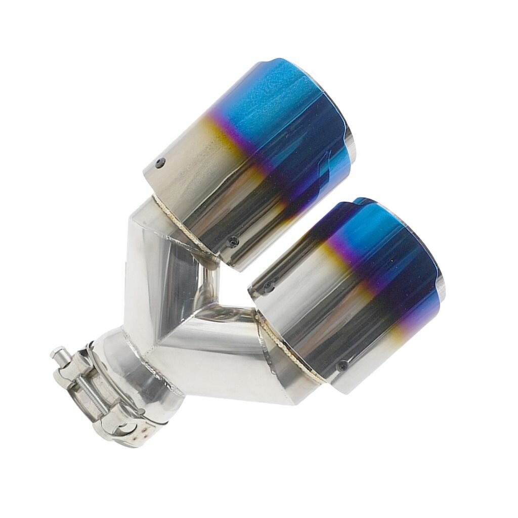 Двойной глушитель для автомобиля - левый, покрытие: синий