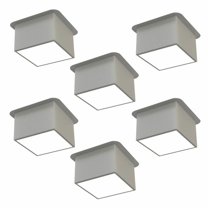 Светодиодный светильник Грильято Домино х6 75х75 40Вт 4000К серый