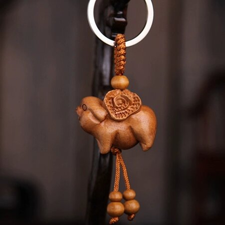 Персонализированные резные подвески из персикового дерева с изображением знаков зодиака: Крыса, Бык, Тигр, Кролик,