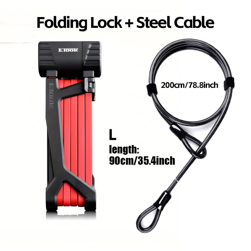 Easydo Складной стальной велосипедный замок L-Red-Fold-Cable