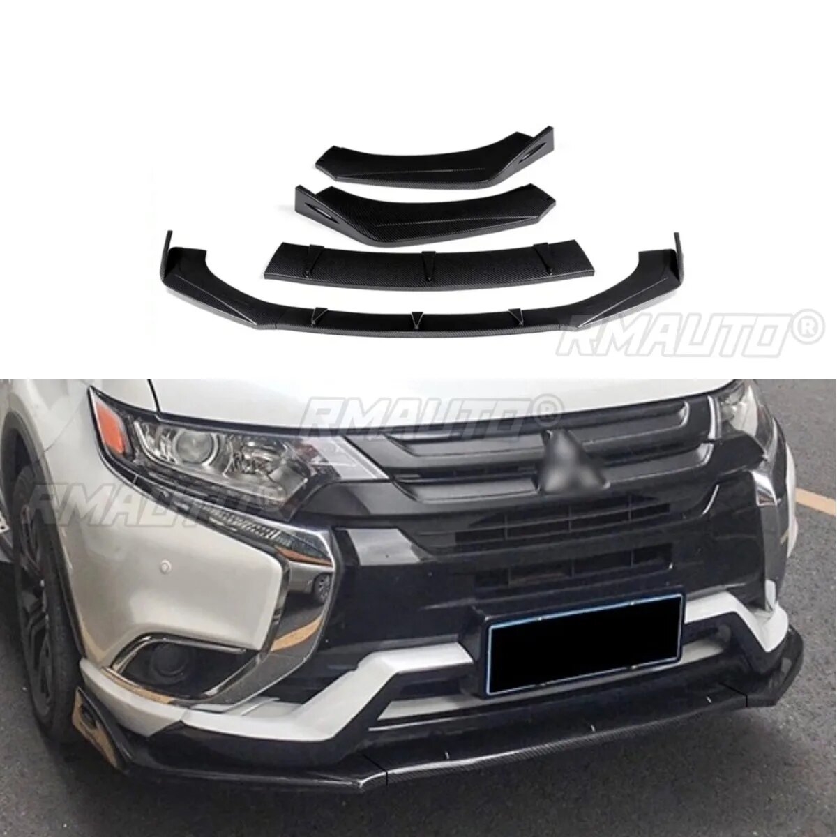 Для Mitsubishi Outlander автомобильный передний бампер, разделитель губ, диффузор, Gloss Black