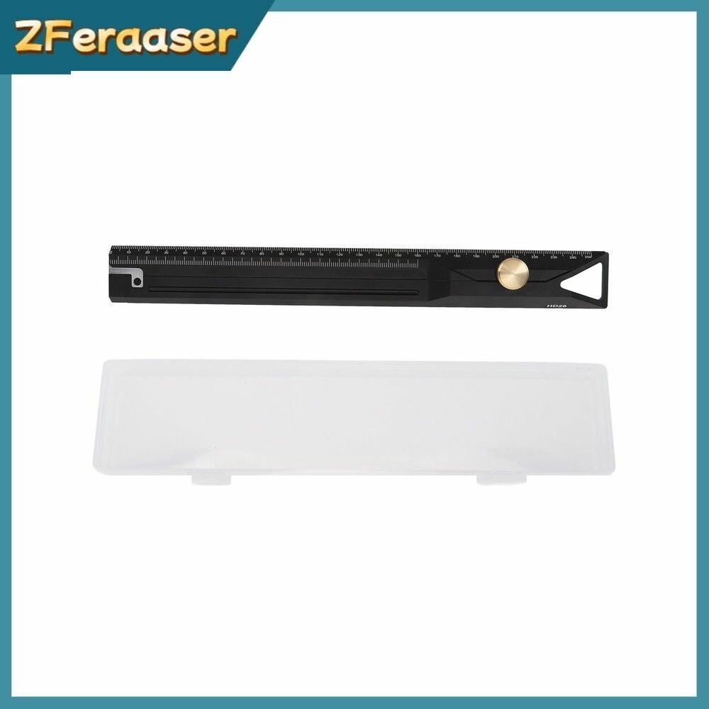 Линейка алюминиевая 25 см, точная, для деревообработки и черчения.