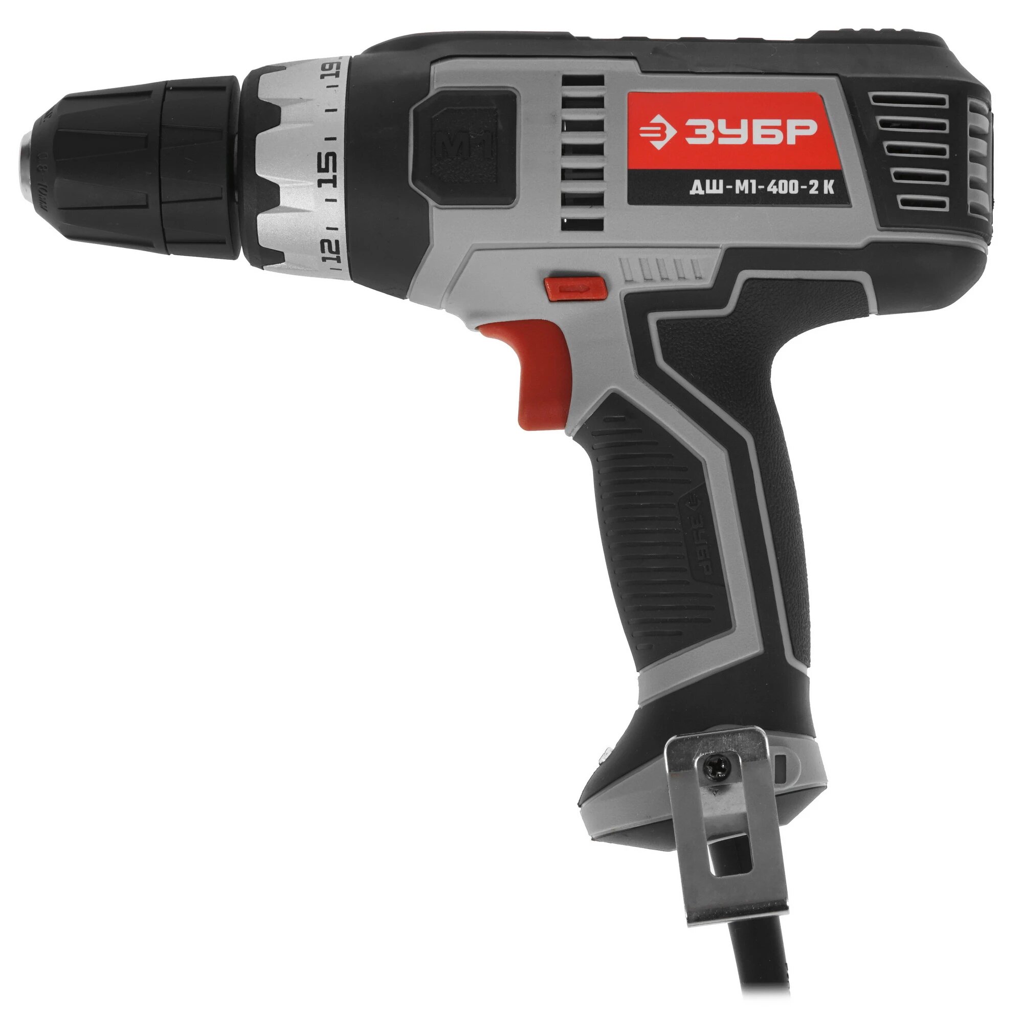Дрель-шуруповерт сетевая ЗУБР ДШ-М1-400-2 черный/серый/красный